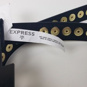 Express | Accessories | Nwt Express Gold Studded Black Belt | Poshmark
